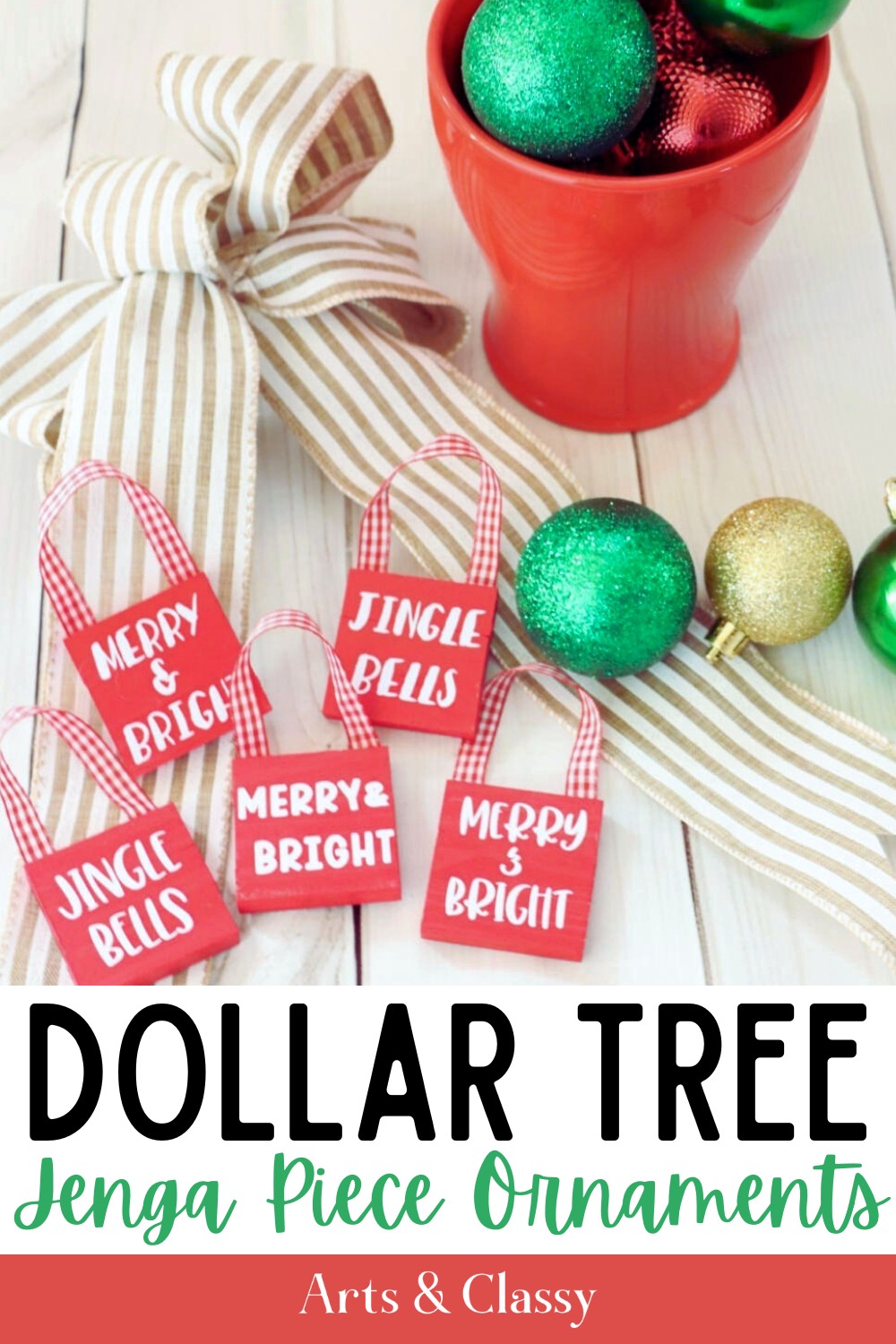 Cheap Dollar Tree Jenga Ornaments That Are Easy To Make – Arts and Classy