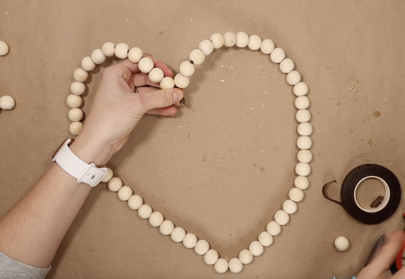 A Free and Fun Craft Project: DIY Valentines Day Wood Bead Heart Wreath ...